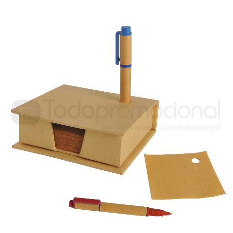 Porta notas ecologico con block y pluma promocionales | 06-611 ...