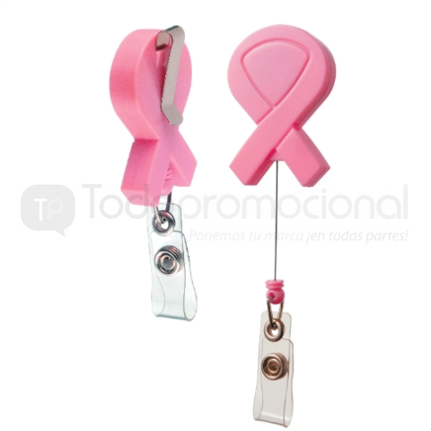 Portagafete lazo roza con cordon retractil promocionales | PORTAGAFETE ...